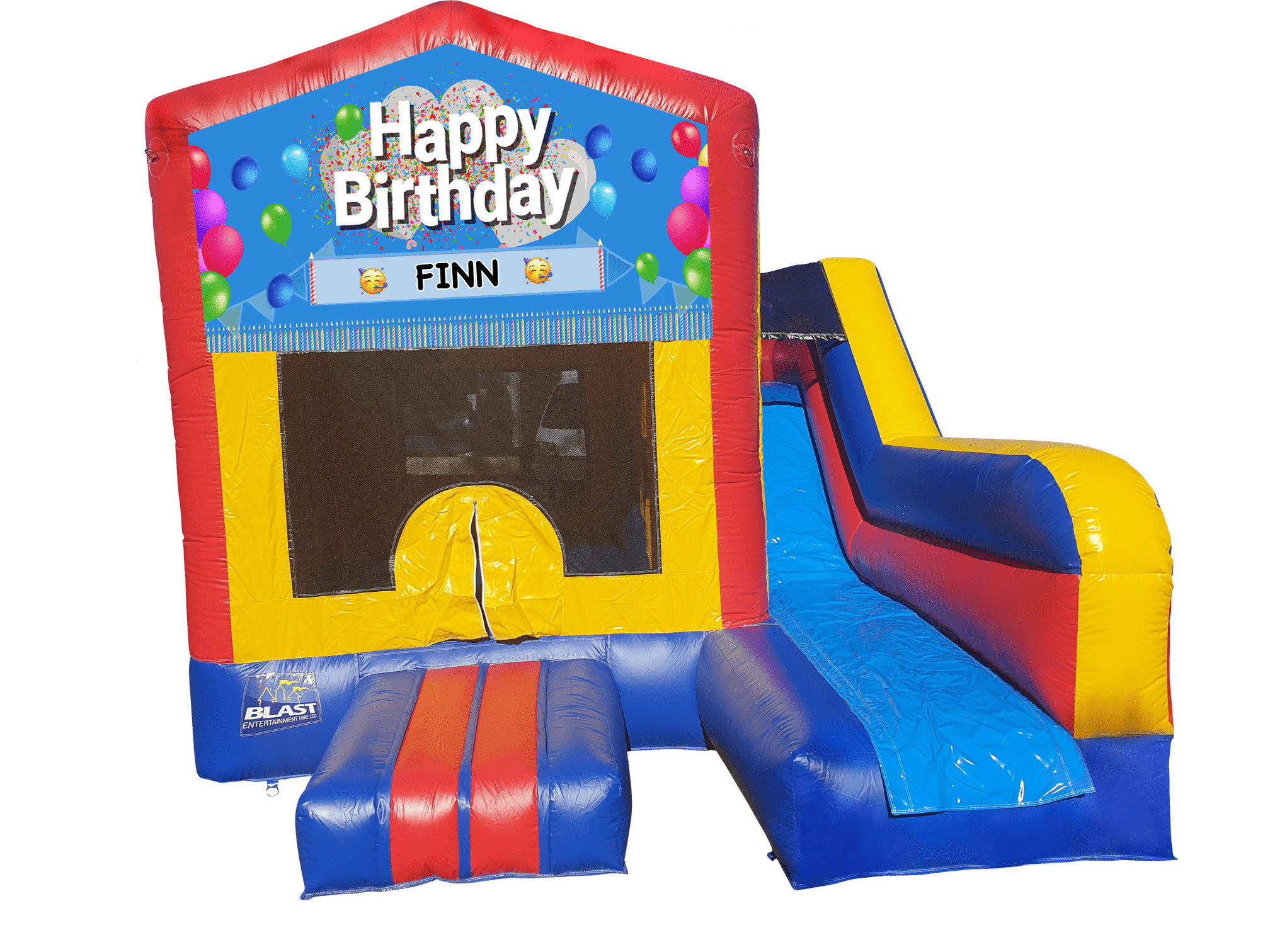 Happy Birthday Themed Bouncy Castle with Slide - Jumping Castle Hire in ...