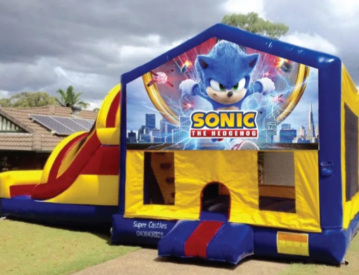 Large Banner Jumping Castle - Sonic - Jumping Castle Hire Central Coast ...