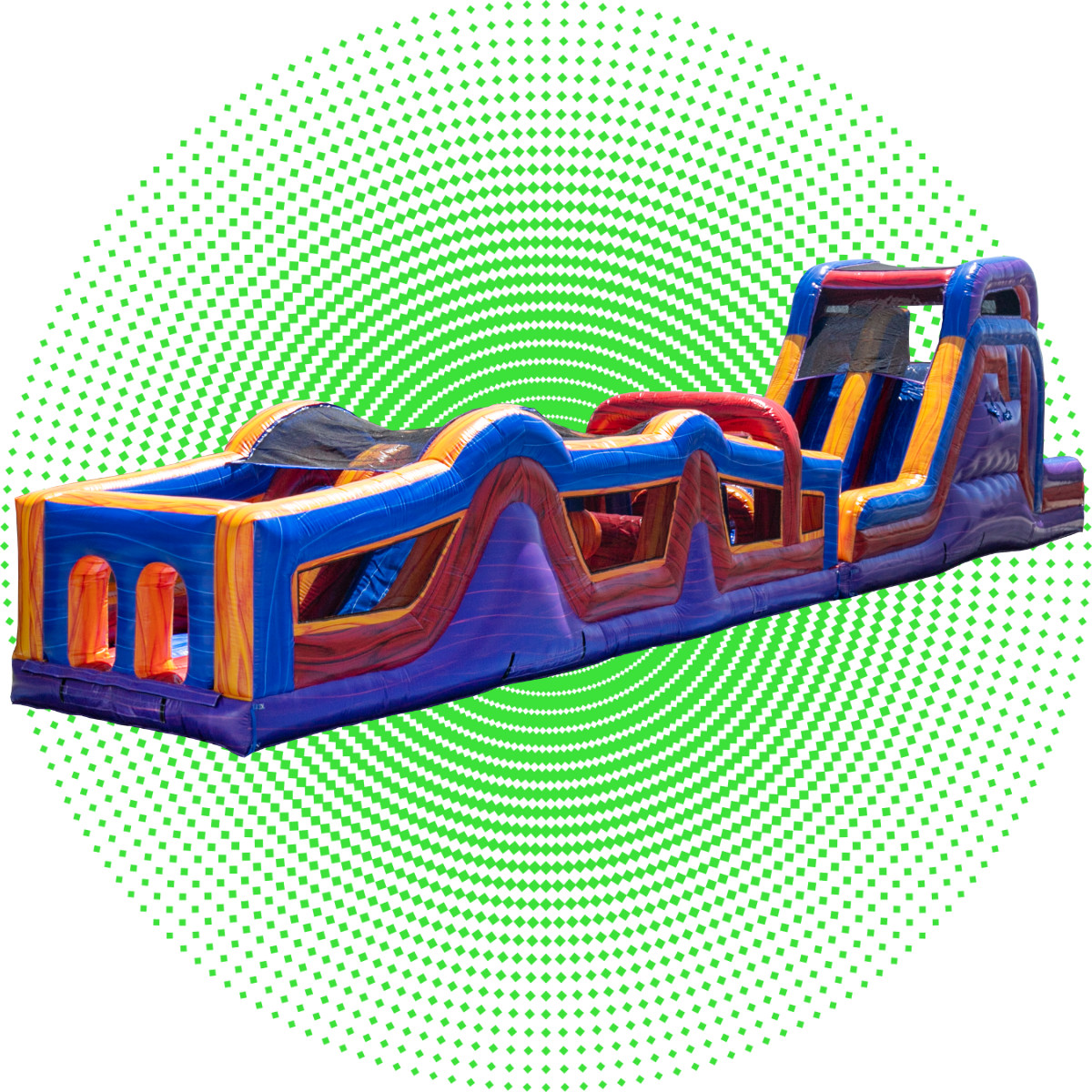 70' Mega Marble Warped Wall Obstacle Course - Bounce House Rentals ...