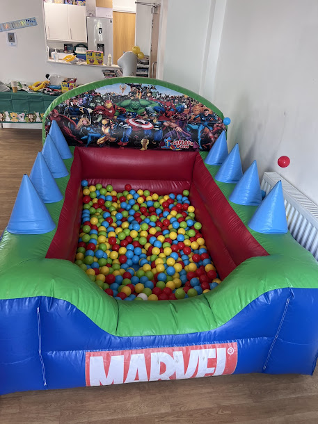Superhero ball pond - Hire in Bridgend | R&B Inflatables