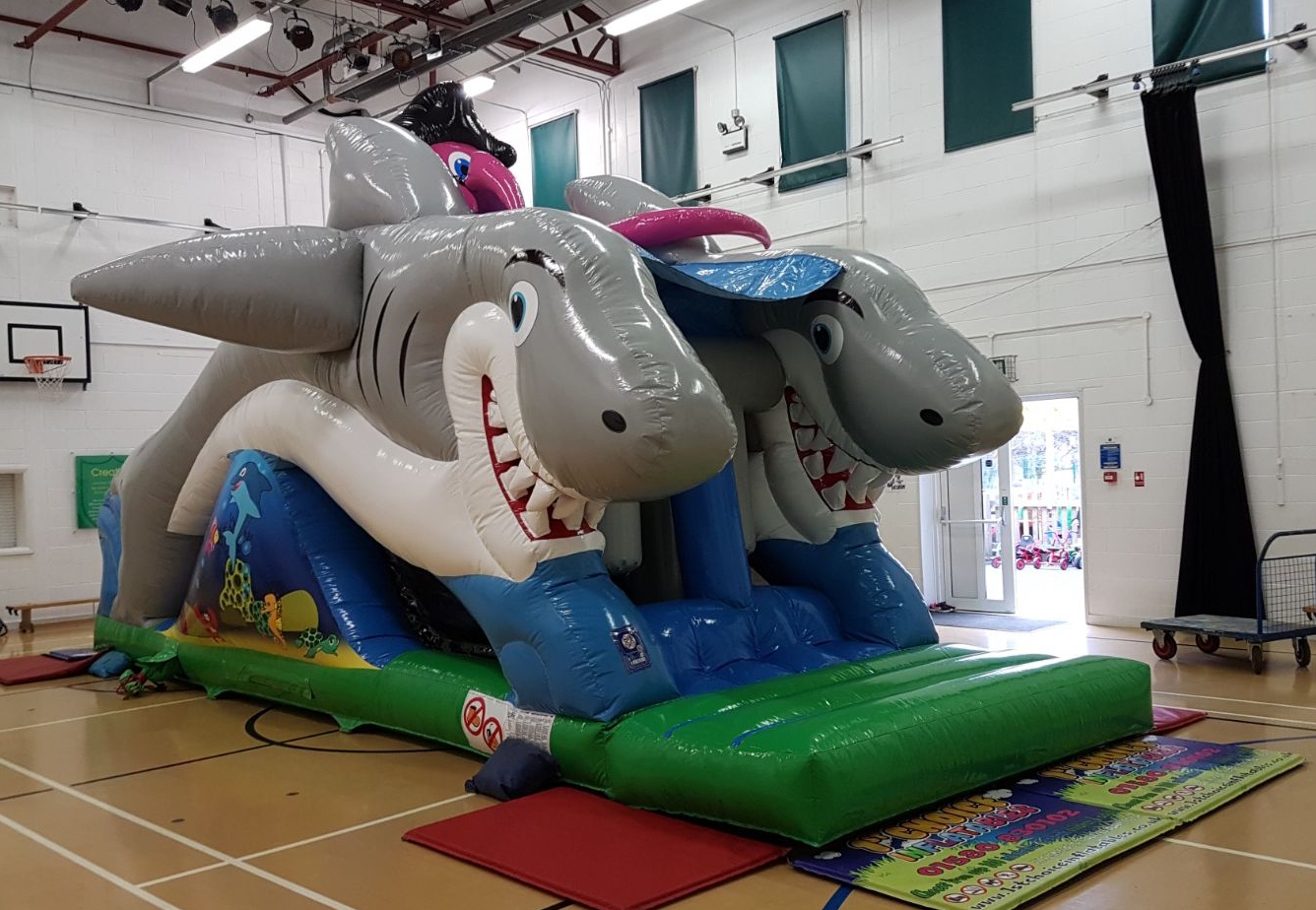 Assault Course Inflatable 3D Shark themed 30ft x 17ft - Bouncy Castle ...
