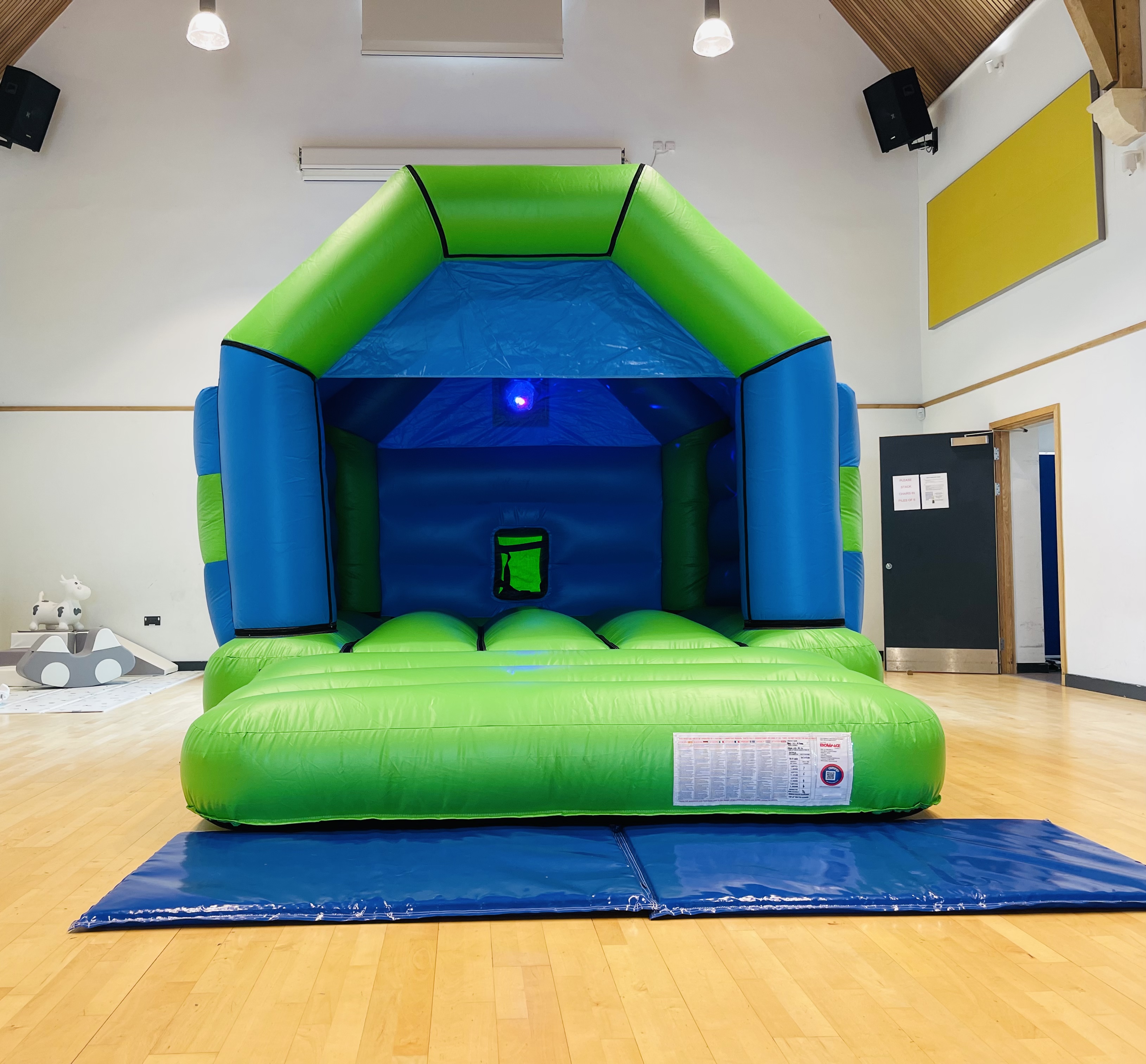 Green and Blue Disco Castle - Hire in Bicester | Bicester Inflatables