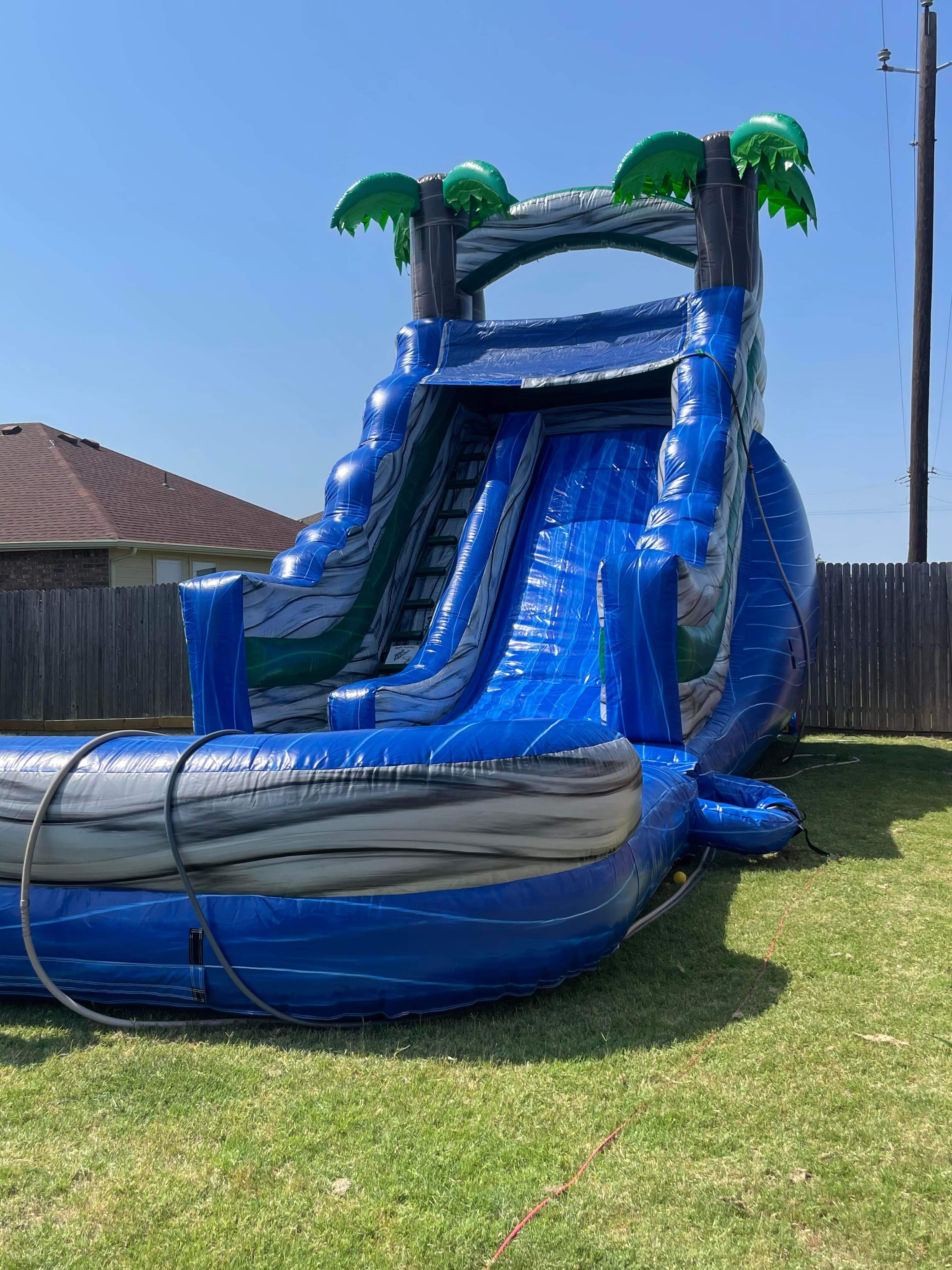 18ft Tall Blue Palms BIG POOL - Hire in Texas | Play and Party Inflatables