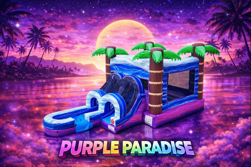 Purple Paradise Combo Bounce House Rental | Hubert NC