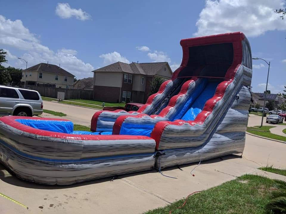 18FT RED/BLUE SLIDE - Rent in tx | playland party rentals